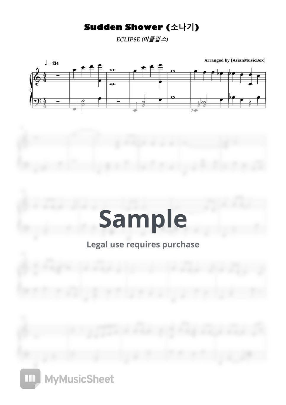 ECLIPSE - Sudden Shower (Sheet, MIDI, MultiTracks & WAV) Sheet Music by ...
