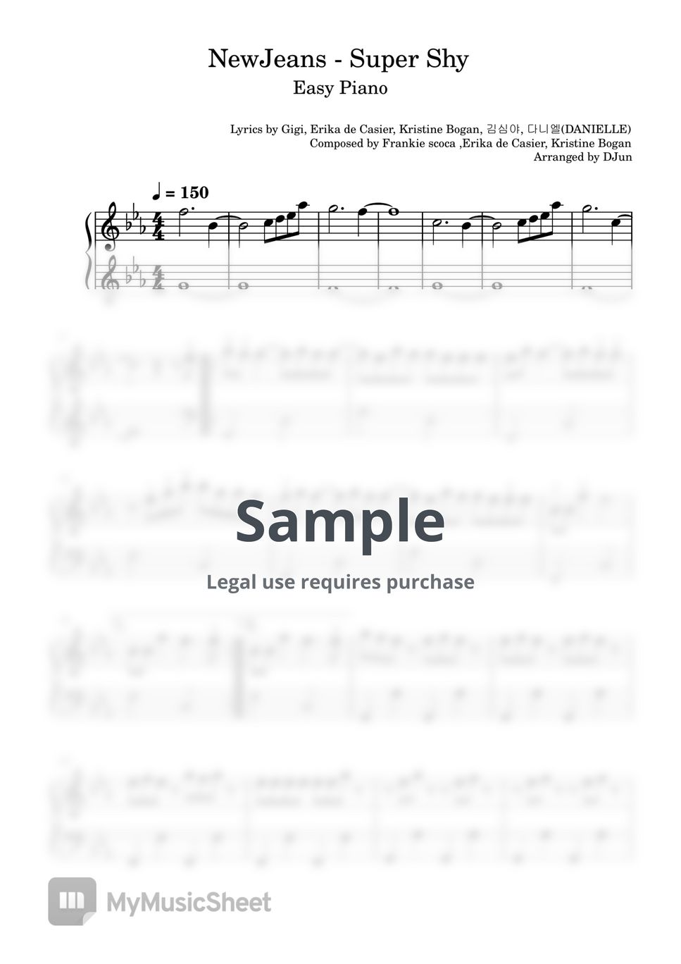 뉴진스 - Super Shy (쉬운악보) Sheet Music by DJun