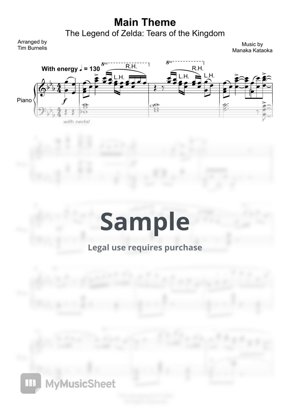 The Legend of Zelda: Tears of the Kingdom - Main Theme Sheet Music by Tim Burnelis