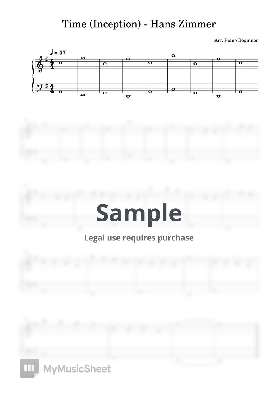 Hans Zimmer - Time Inception 악보 by Piano Beginner