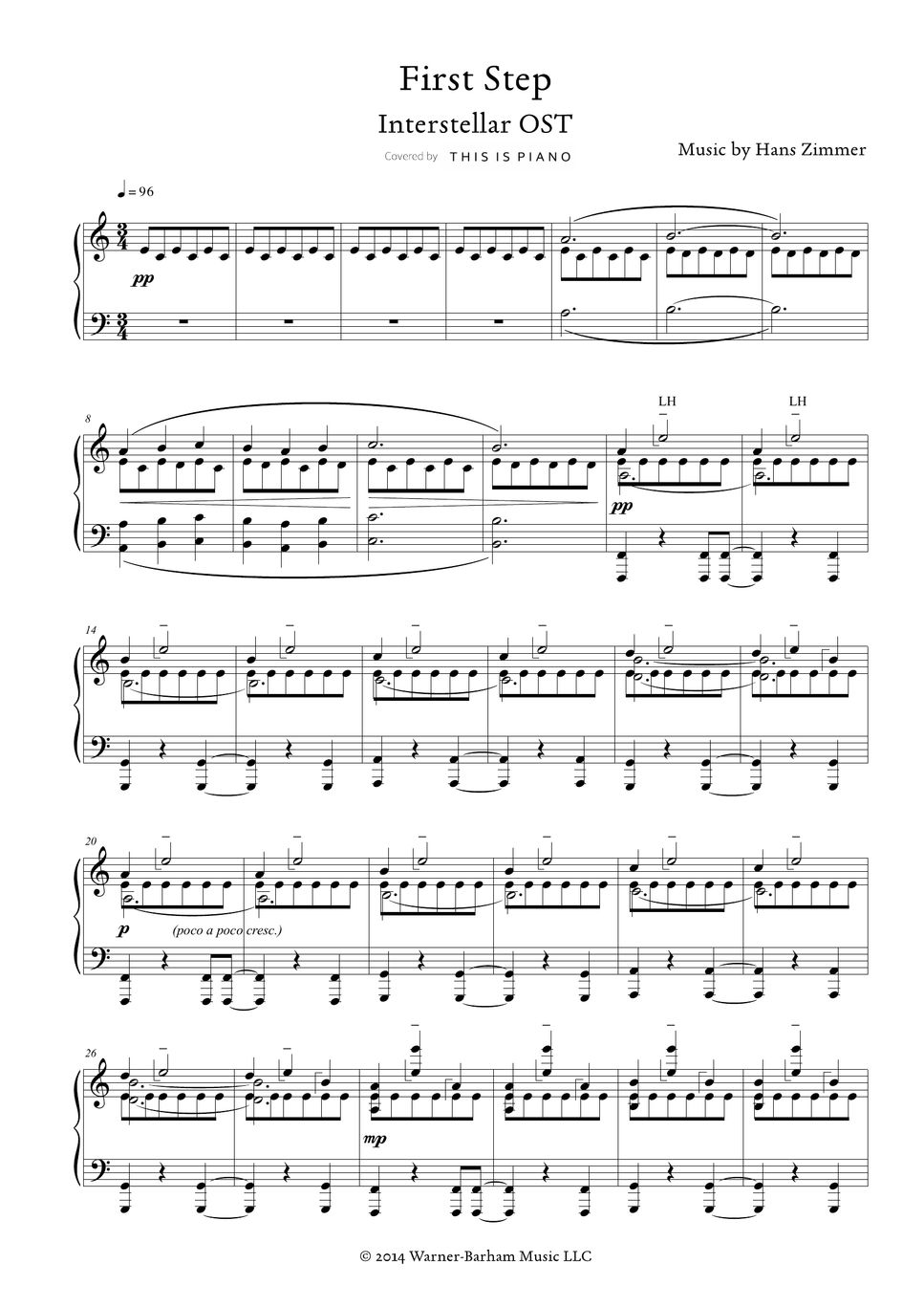 Hans Zimmer - First Step (Interstellar OST) Sheets by THIS IS PIANO