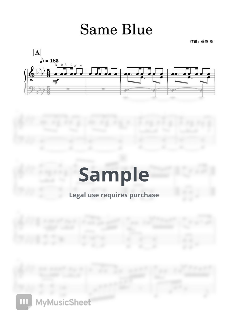 official髭男dism - Same Blue (アニメ『アオのハコ』OP主題歌) 樂譜 by 三葛朋子（T.Mikatsura）