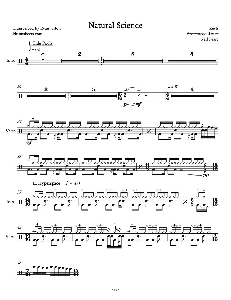 Rush - Natural Science Partitura by Evan Jaslow