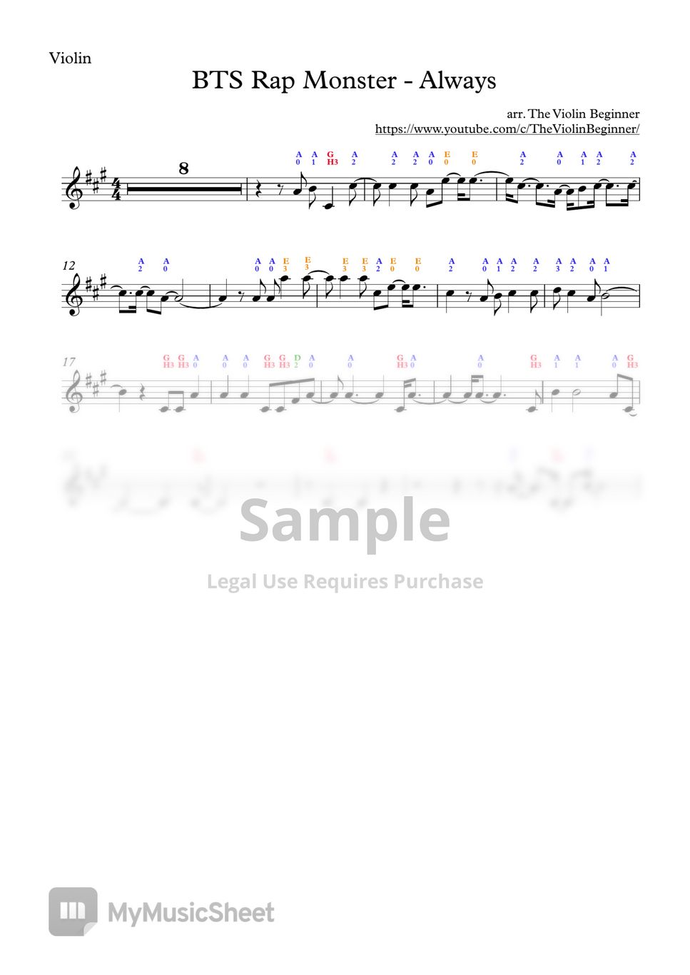 BTS Rap Monster - Always Sheet Music