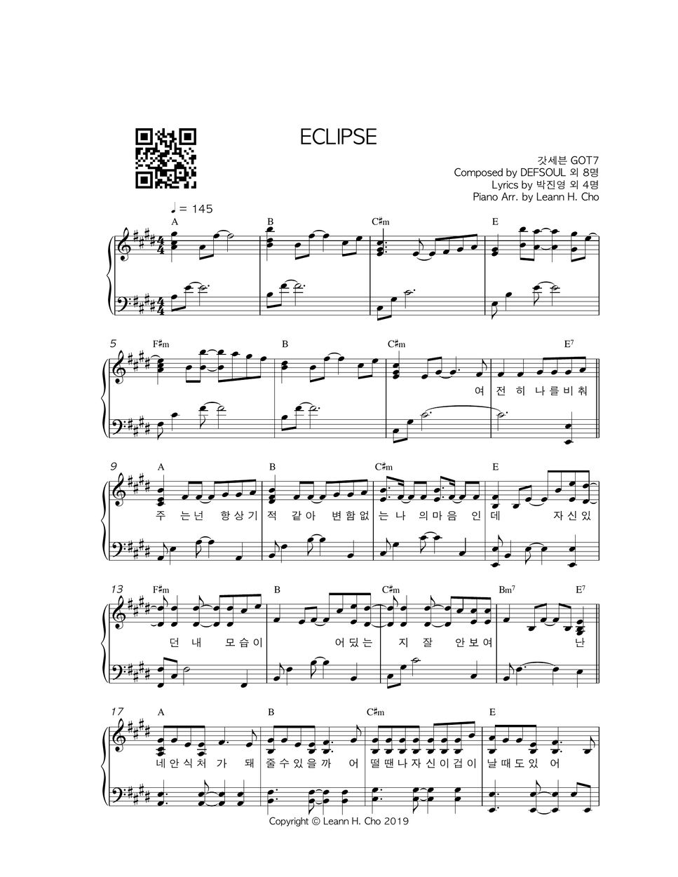 GOT7 - ECLIPSE 楽譜