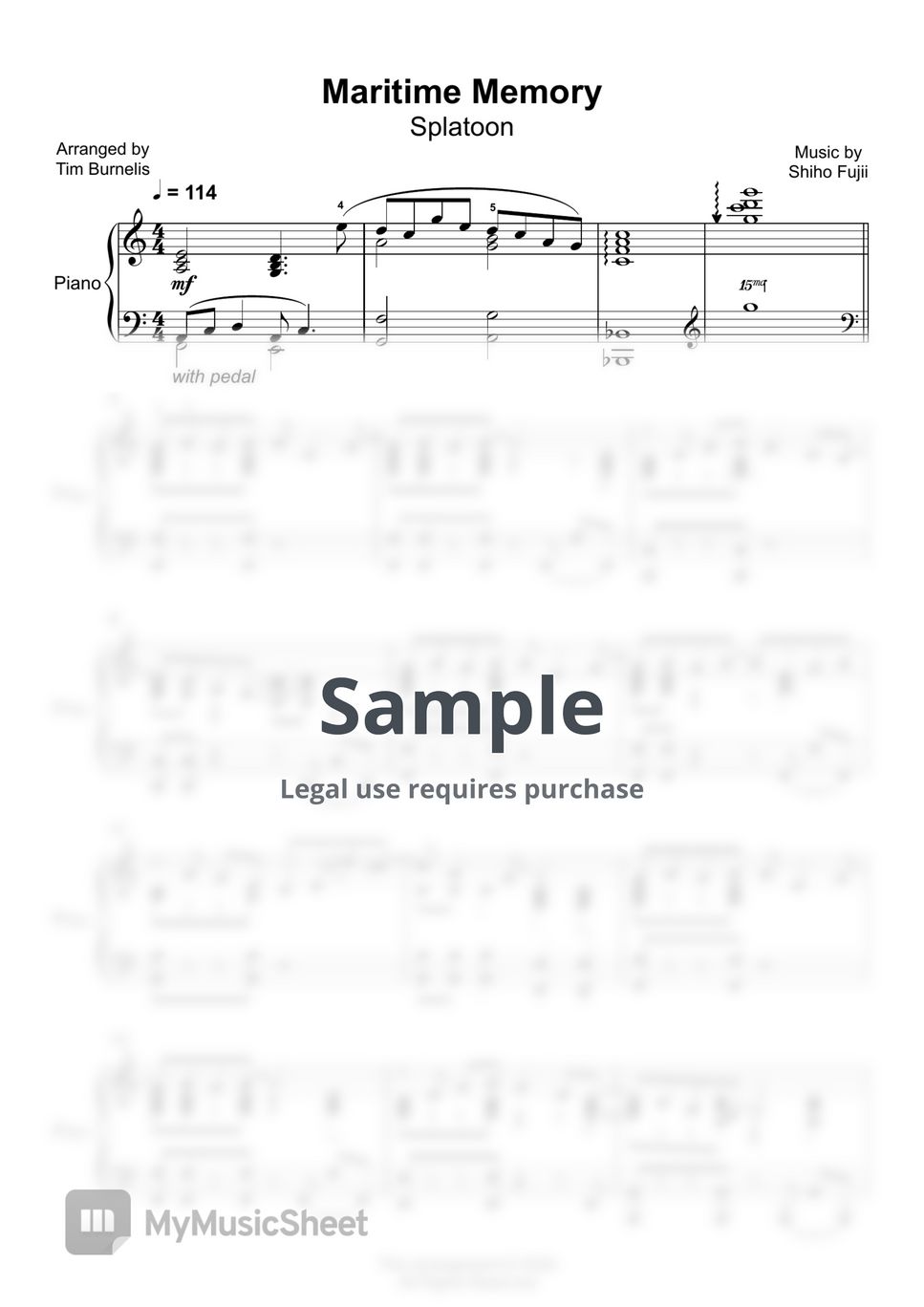 Splatoon - Maritime Memory Sheet Music by Tim Burnelis