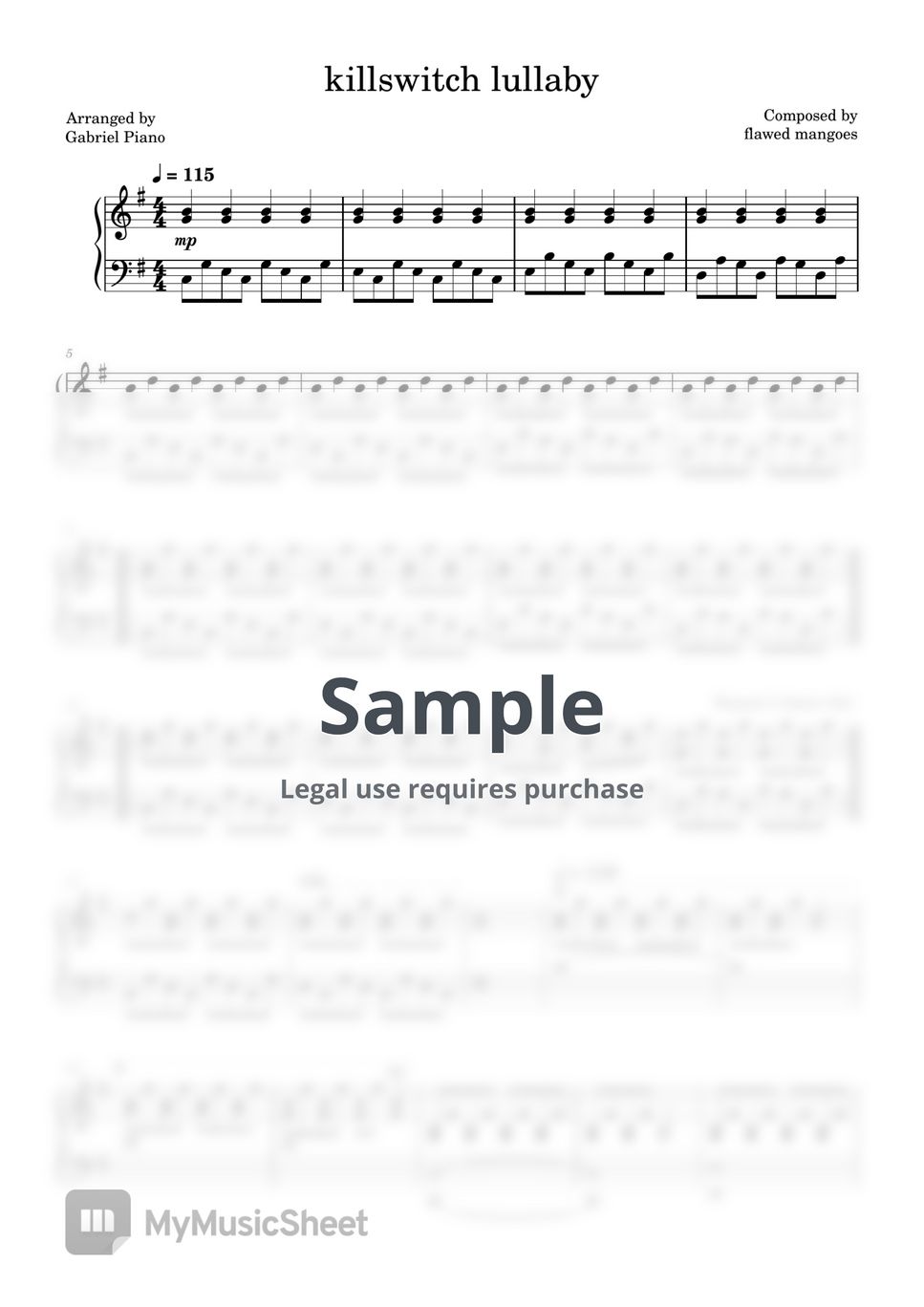flawed mangoes - killswitch lullaby Sheet Music by Gabriel Piano