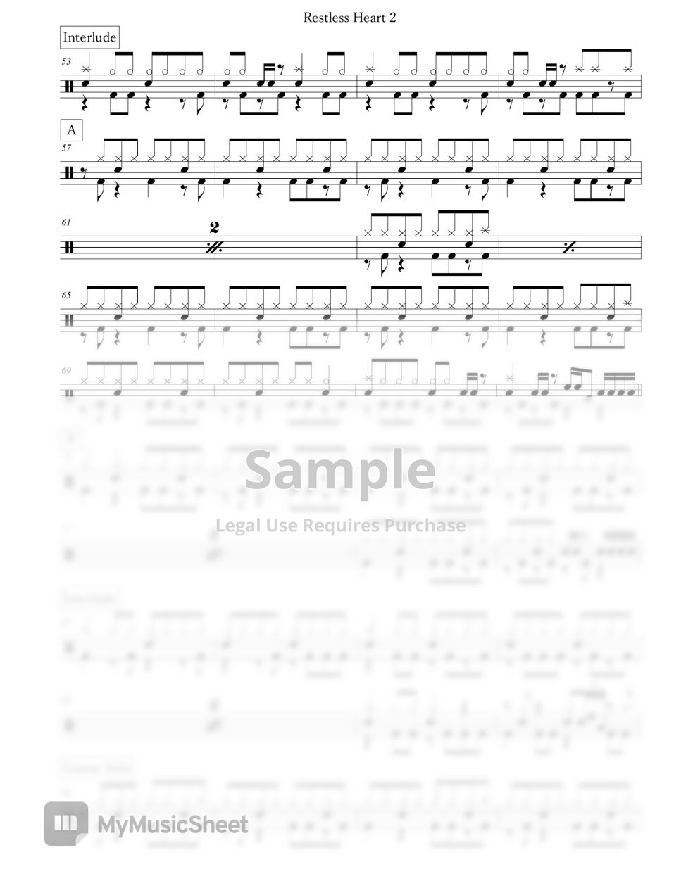 Whitesnake - Restless Heart Sheets by Arkadia Drums