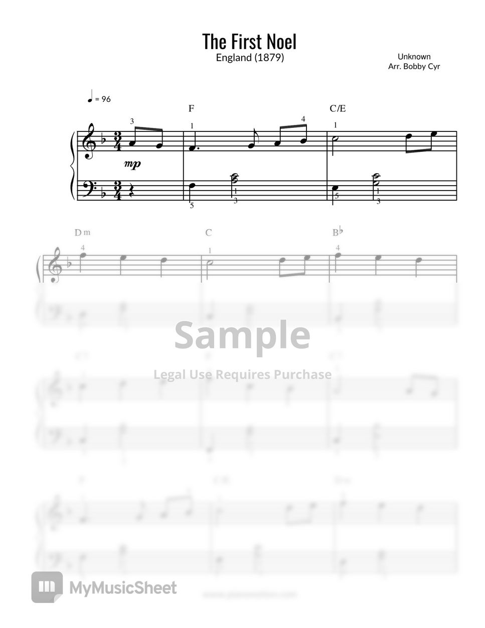 Unknown - The First Noel (Piano Solo) 악보 by Piano Notion