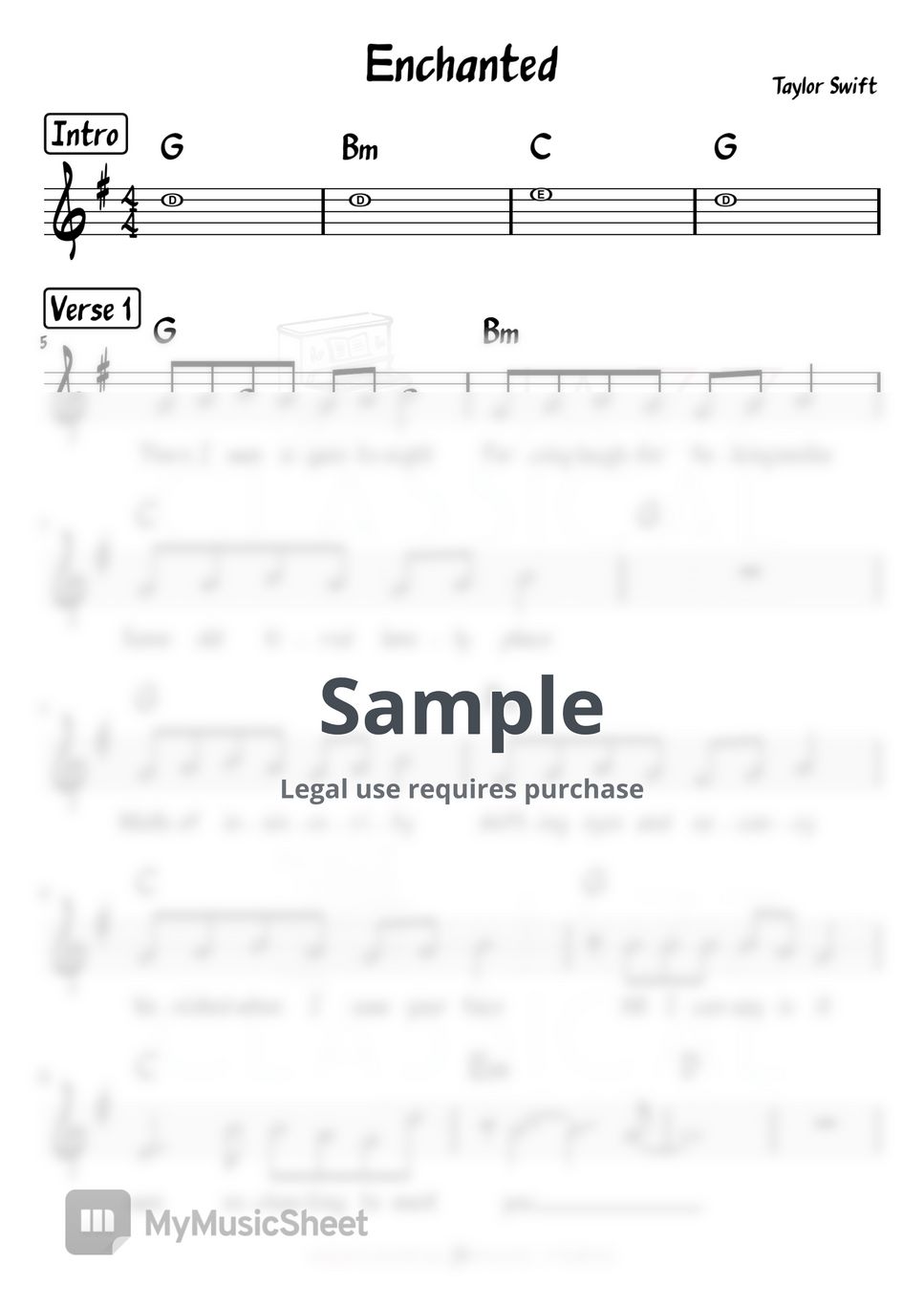 Taylor Swift - Enchanted (with ABC) Sheets by Jazz Classical Music Studio