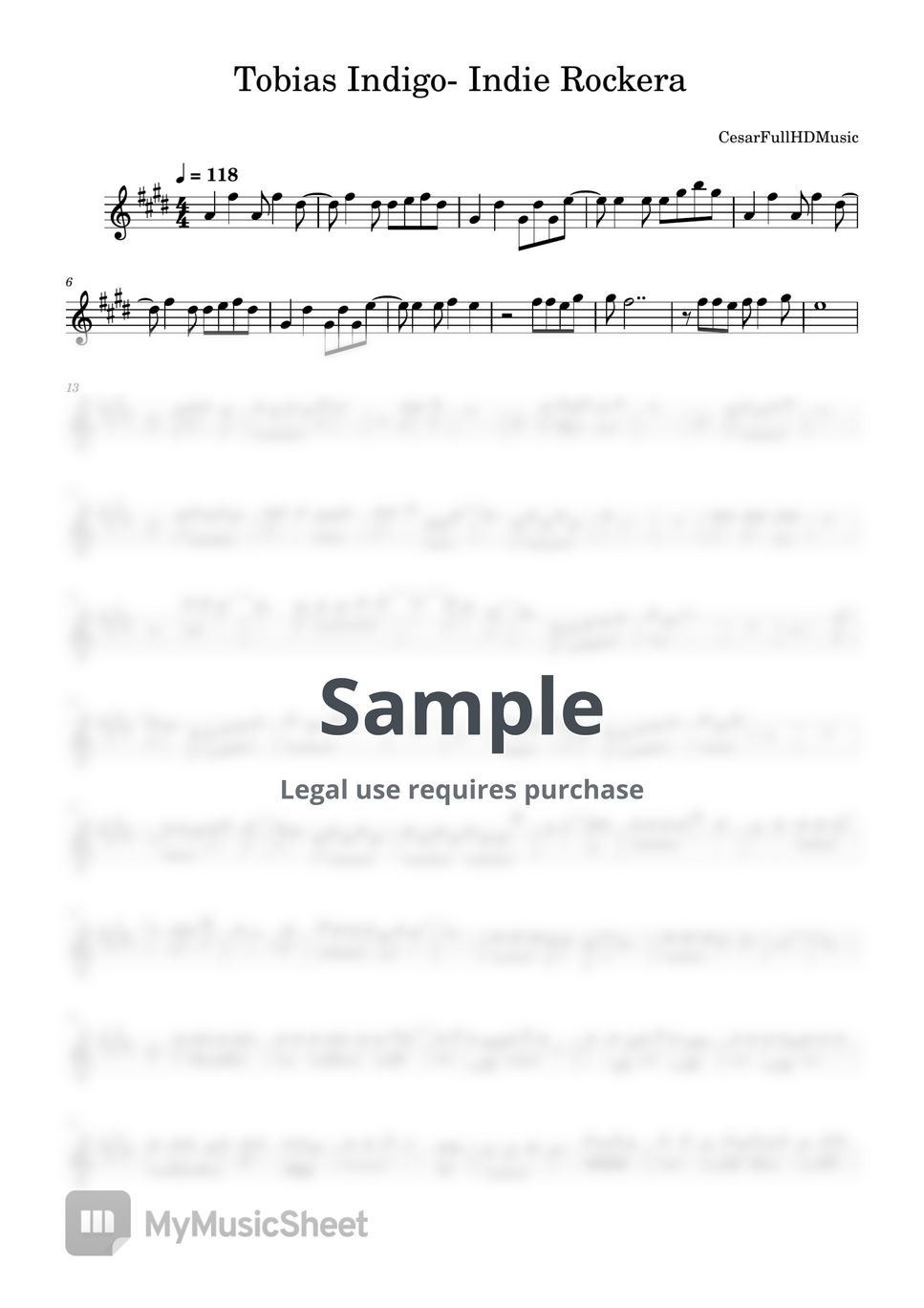 Tobias Indigo - Indie Rockera Sheets