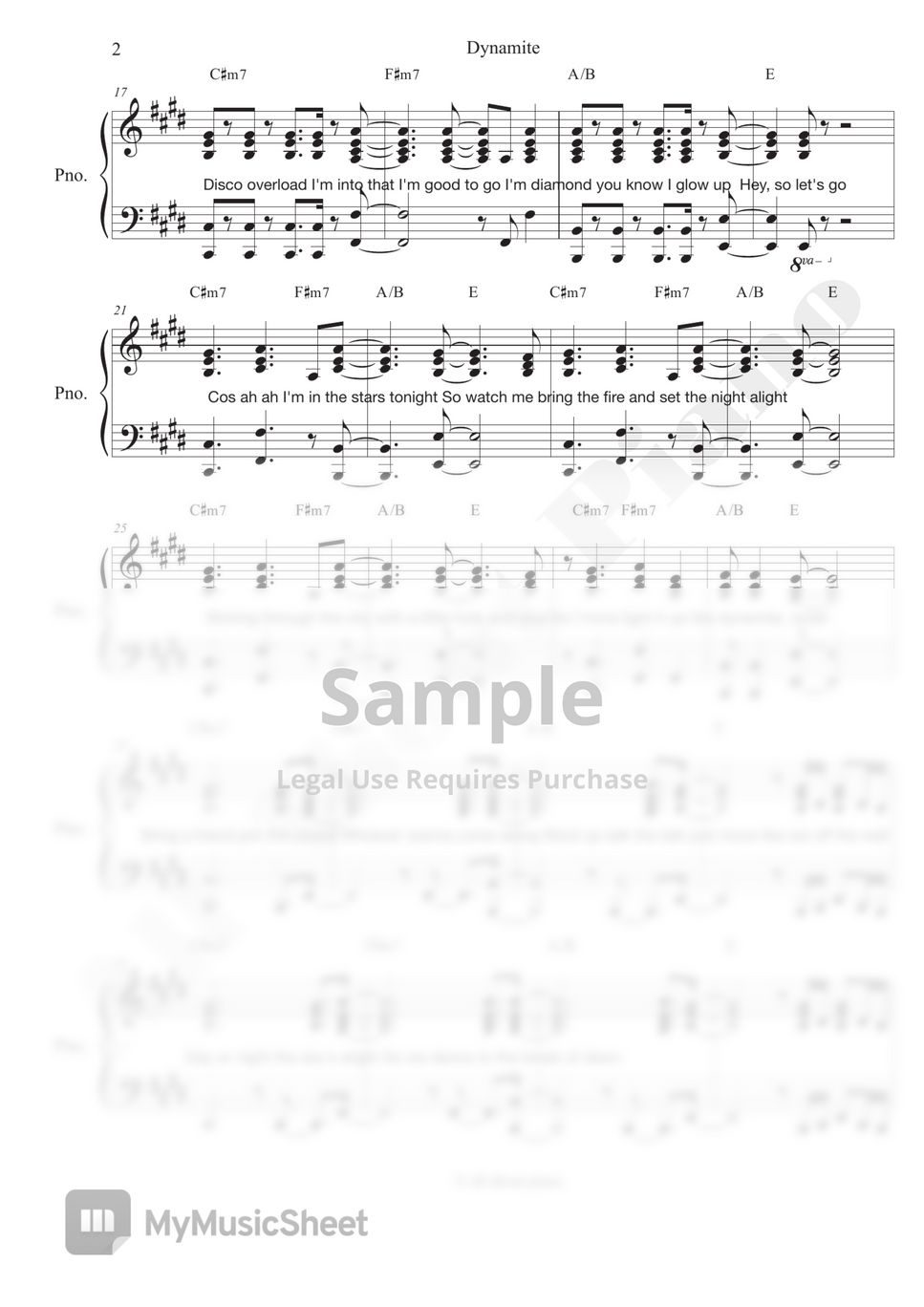 BTS - Dynamite Sheets by all about piano