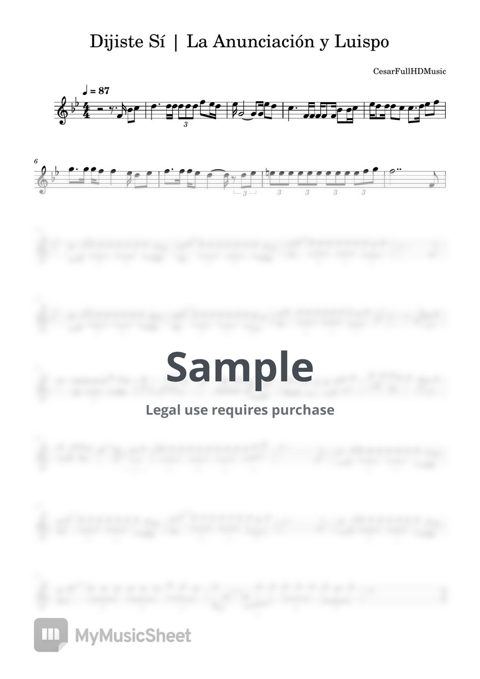 La Anunciación y Luispo - Dijiste Sí Sheet Music