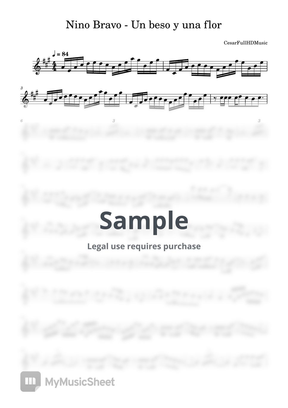 Nino Bravo - Un beso y una flor Sheet Music