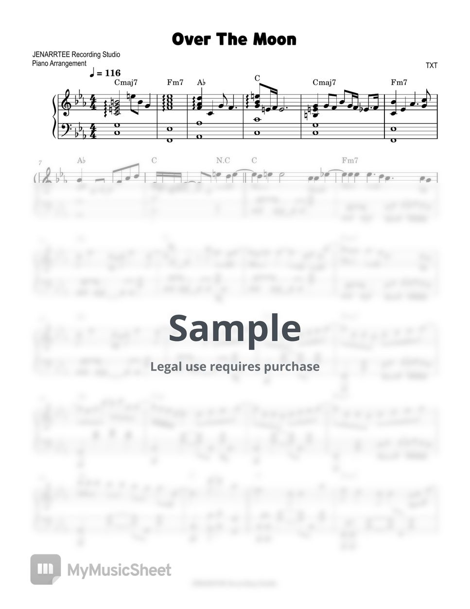 TXT - Over The Moon Sheets by JENARRTEE Recording Studio