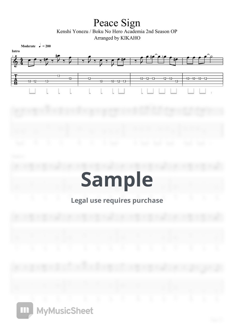 My Hero Academia - ピースサイン (Peace Sign) Sheets by Kenshi Yonezu