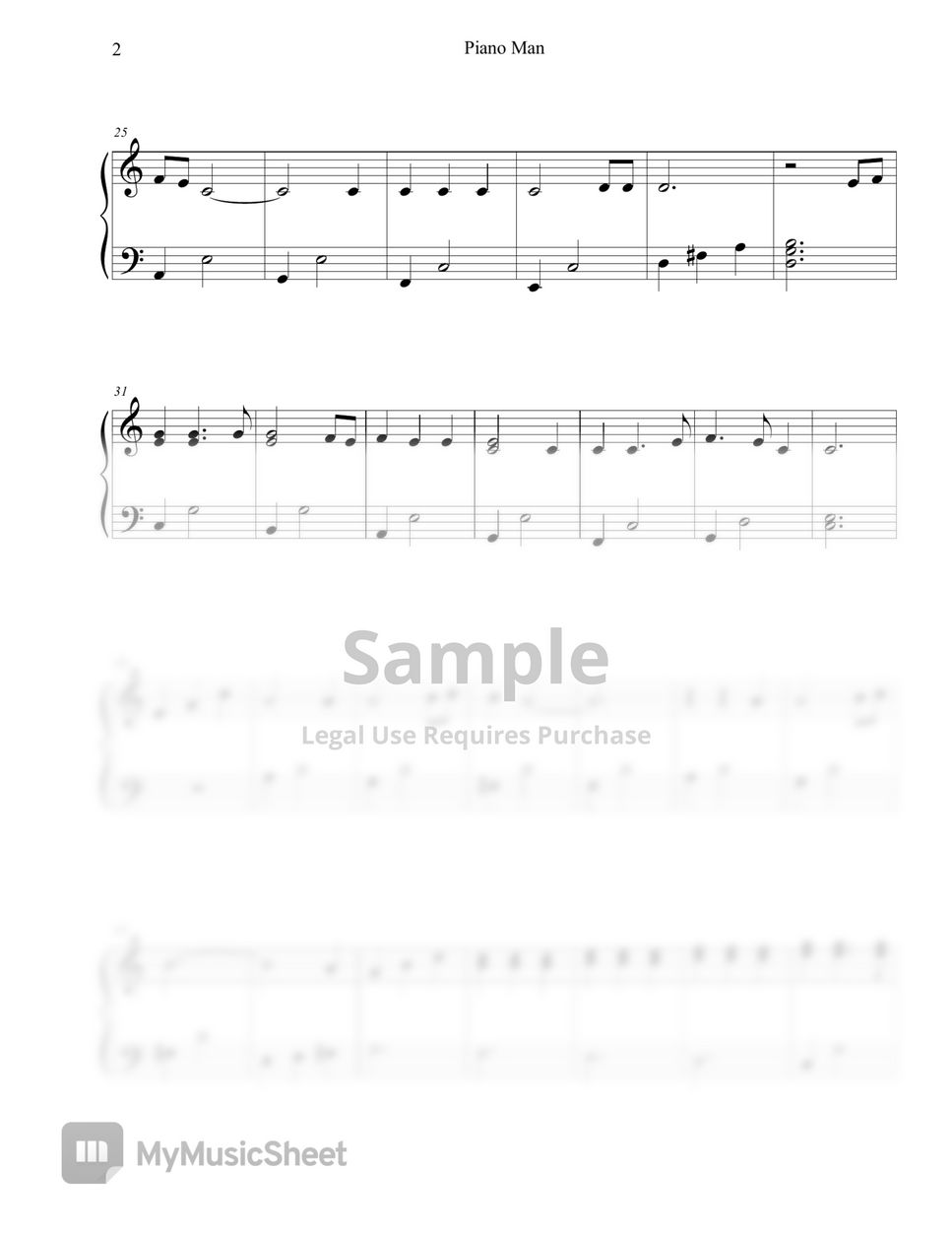 Billy Joel - Piano Man (Easy Piano) Sheet Music by Betacustic