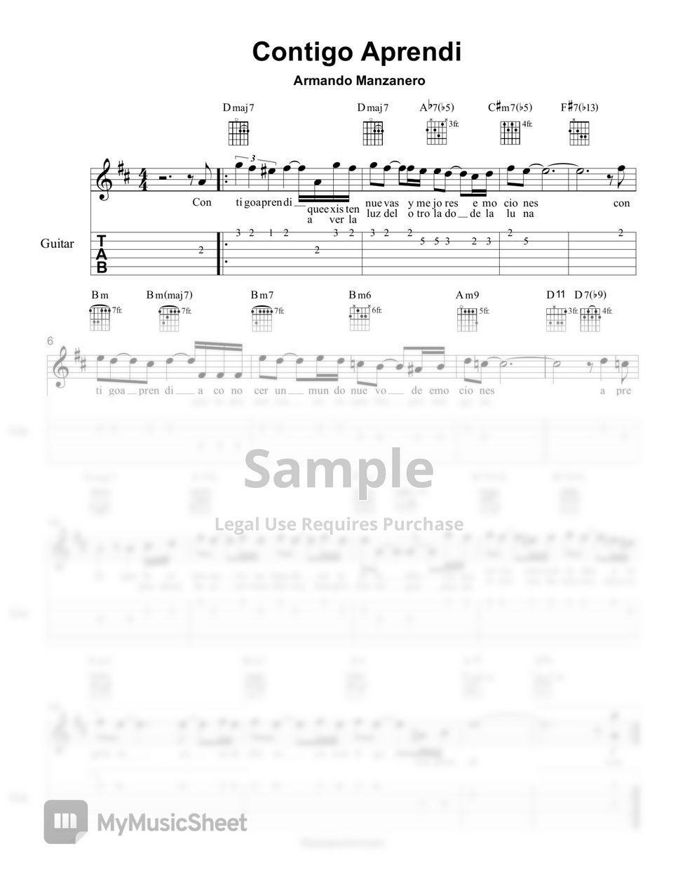 Contigo aprendí Sheets by Josep Soto