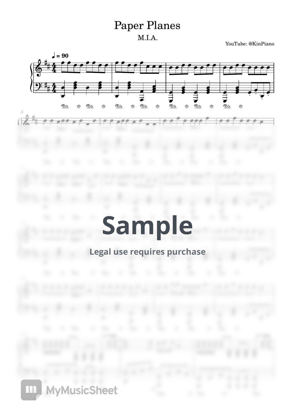 m-i-a-paper-planes-sheets-by-kinpiano