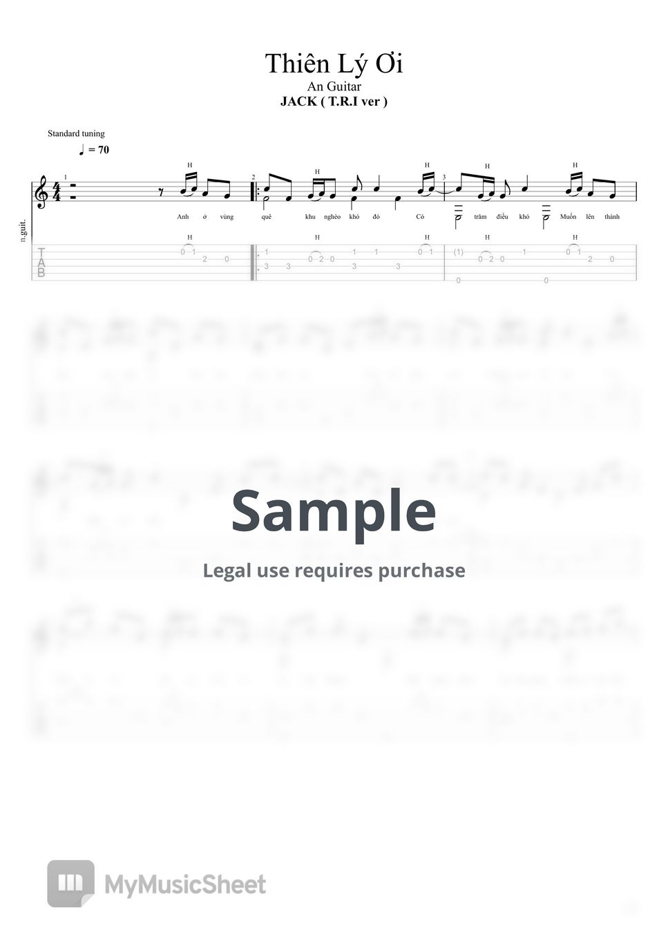 Jack - Thiên Lý Ơi (ver T.R.I) TAB+1 khuôn by An Guitar