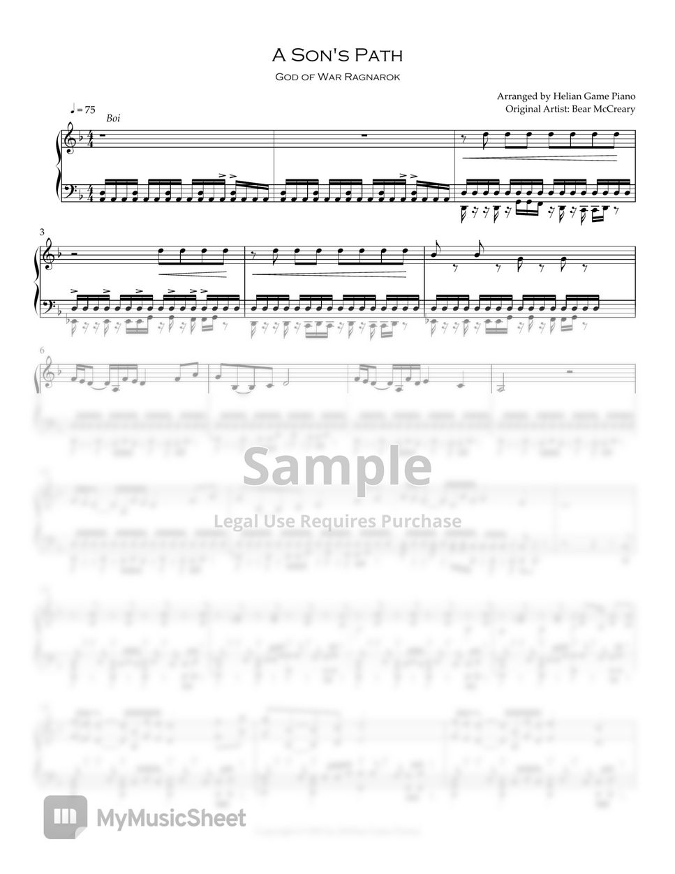 God of War Ragnarok - A Son's Path Sheets by Helian Game Piano