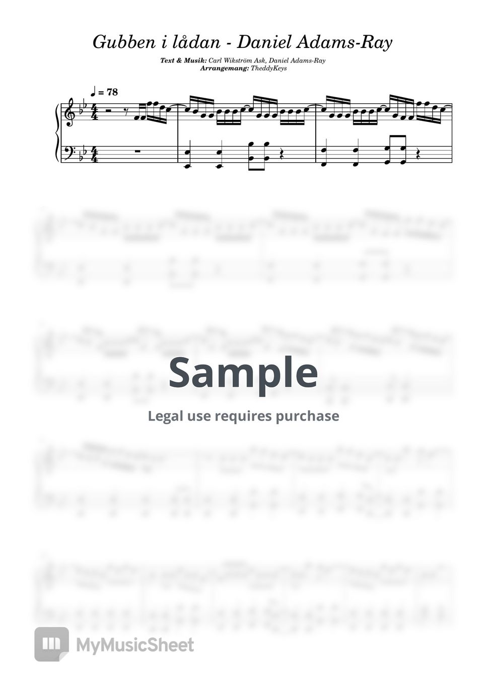 Daniel Adams-Ray - Gubben i lådan 악보 by TheddyKeys