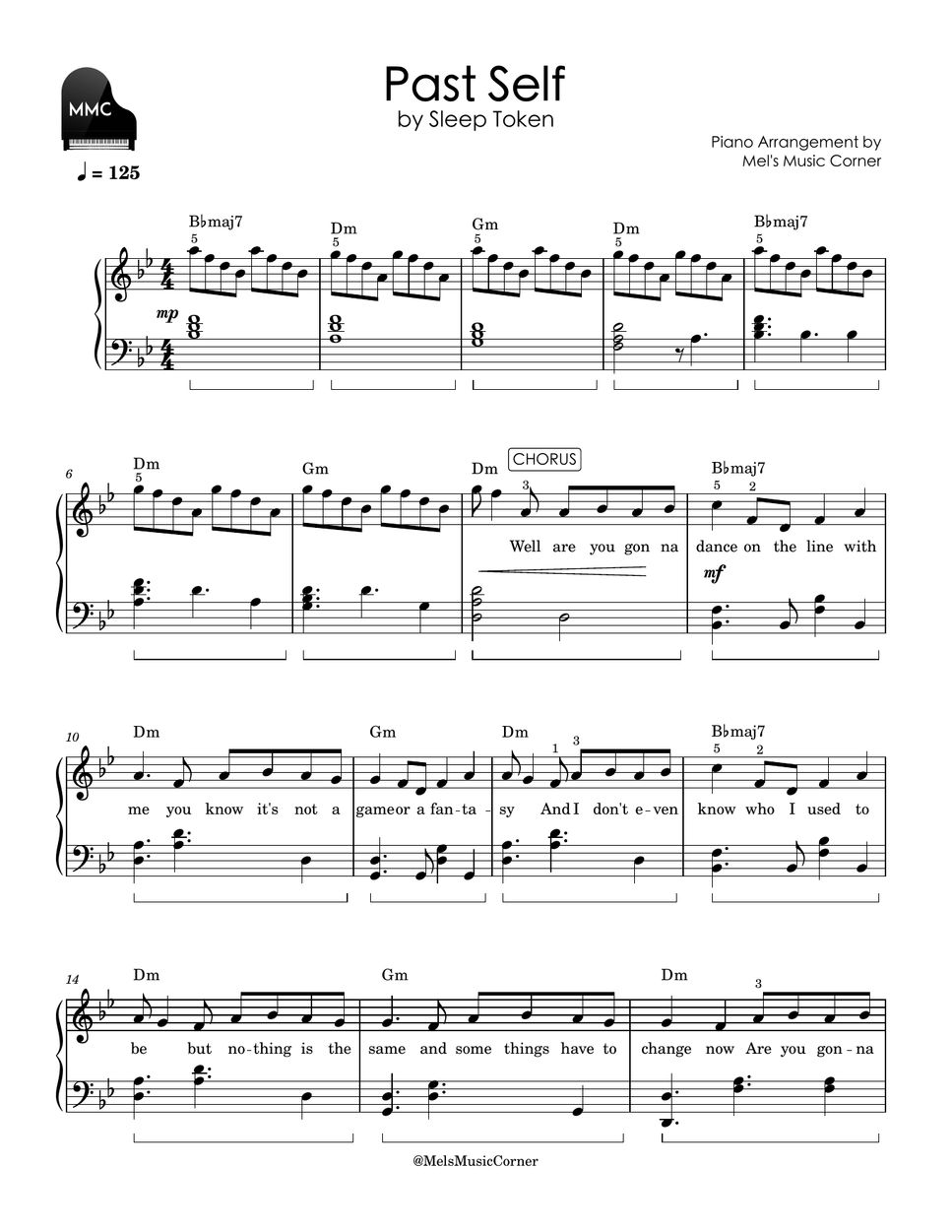 Self Token - Past Self (piano sheet music) Partitur by Mel's Music Corner