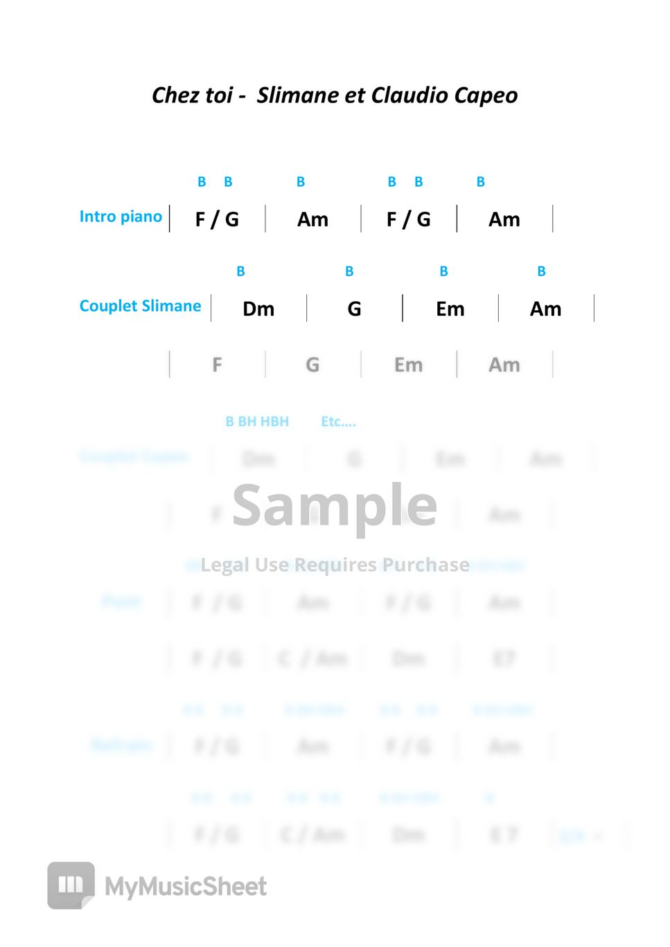 Slimane et Claudio Capeo - Chez toi Spartito by Accords et rythme pour ...