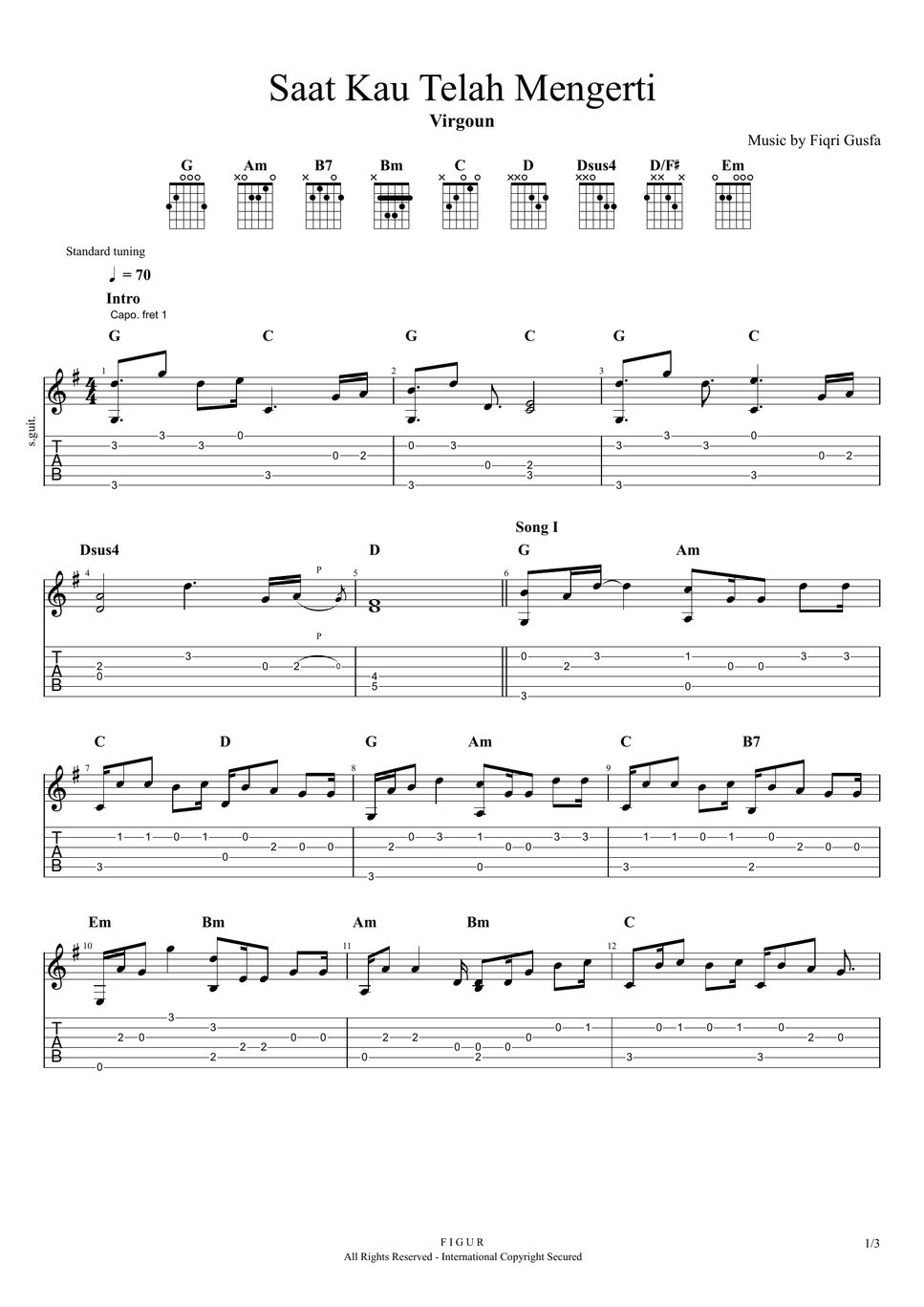 Virgoun - Saat Kau Telah Mengerti Tab + pontuação de linha única by ...