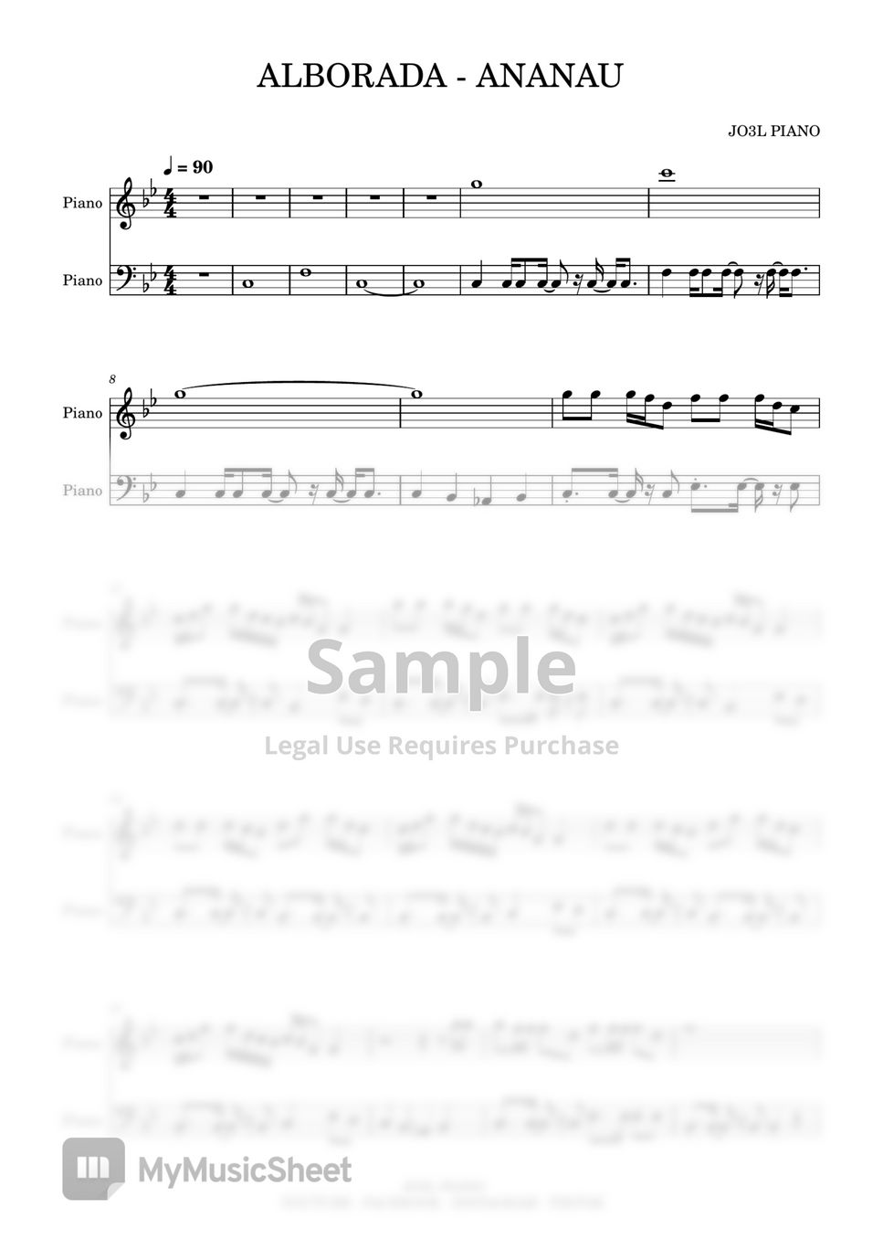 ALBORADA - Ananau Partition by JO3L PIANO