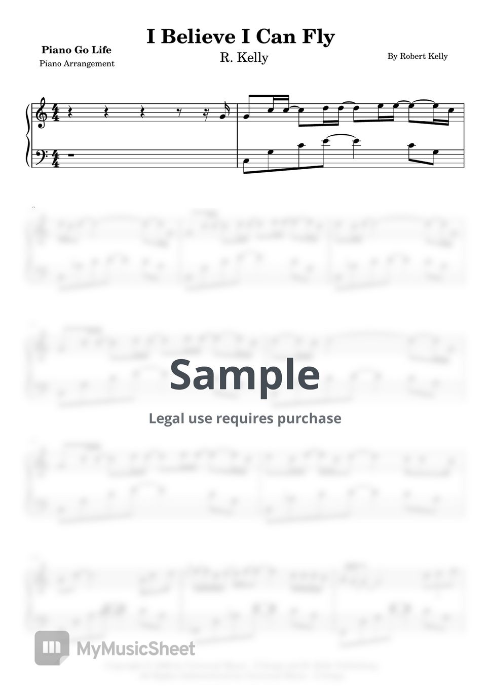 Robert Kelly - I Believe I Can Fly Partition by Piano Go Life