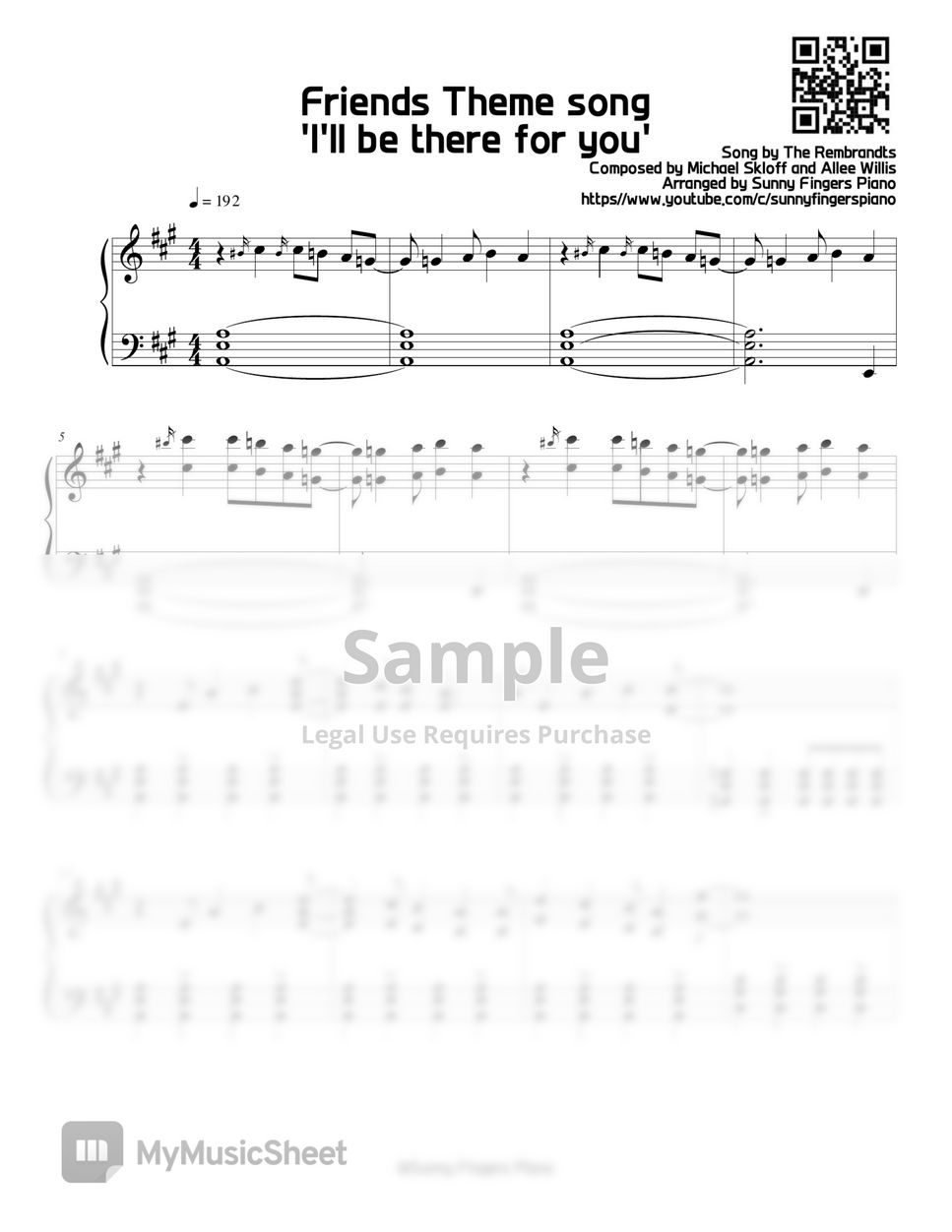 Friends Theme(opening) song - I'll be there for you Partition musicale ...