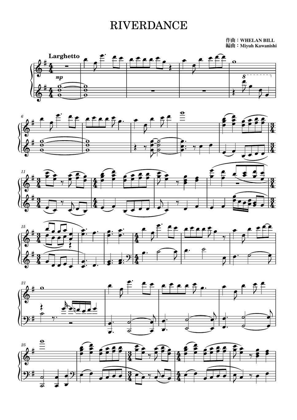 WHELAN BILL - RIVERDANCE (Piano) 악보 by Miyuh Kawanishi