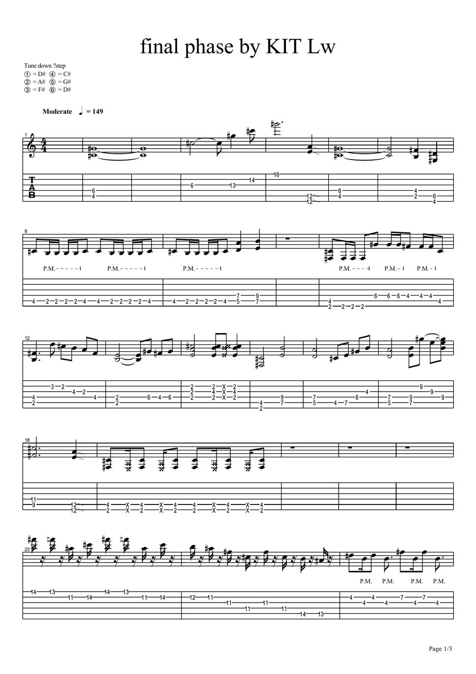 fripSide - final phase (TV Size.) Sheet by KIT Lw