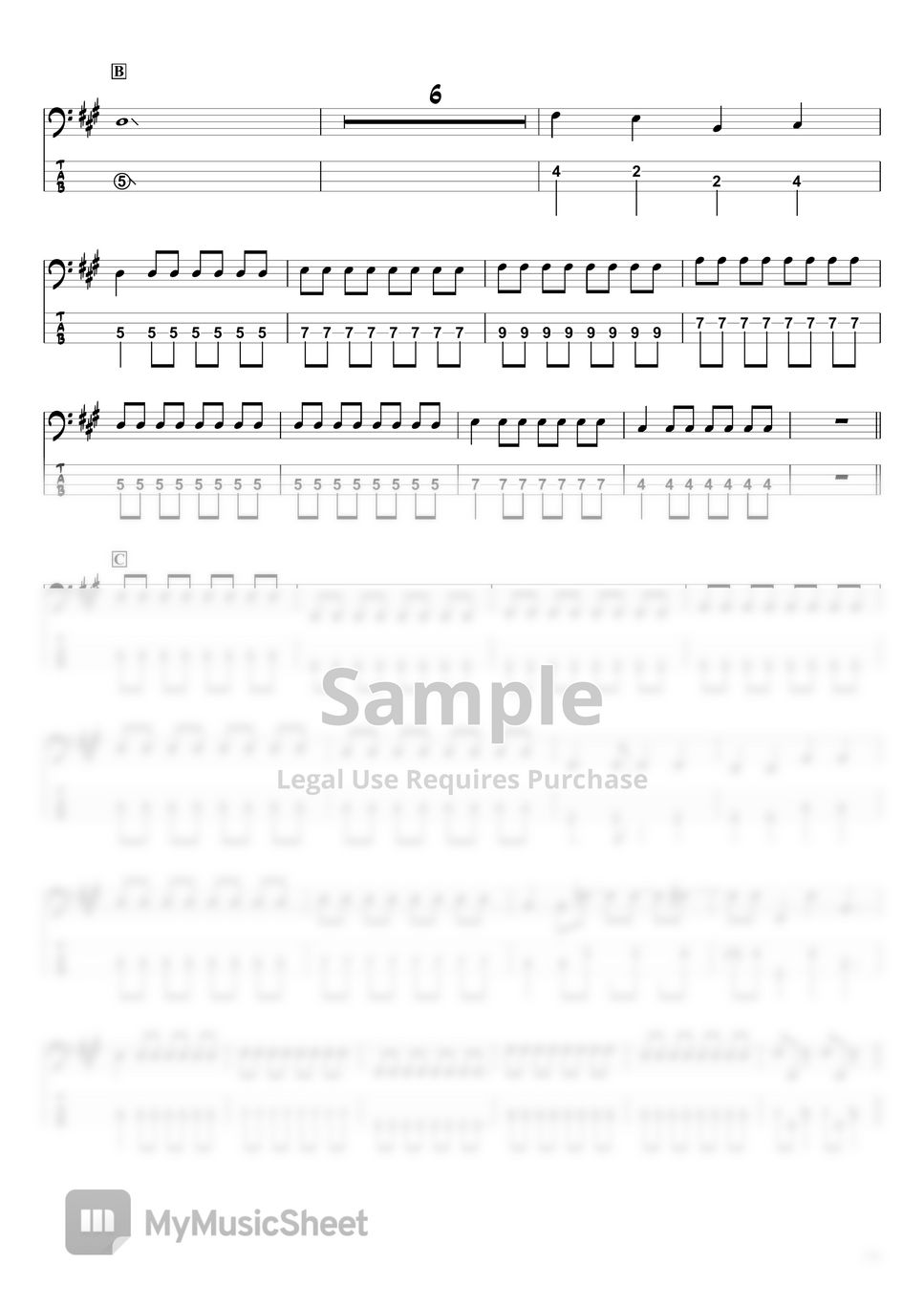 Kessoku Band - Guitar to kodoku to aoi wakusei (BassTAB 4strings) 악보 by ...