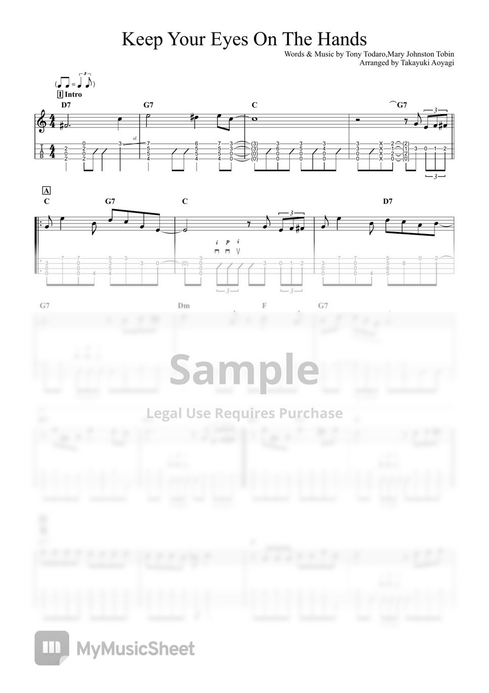 Mary Johnston - Keep Your Eyes On The Hands Tab + 1staff by Takayuki Aoyagi