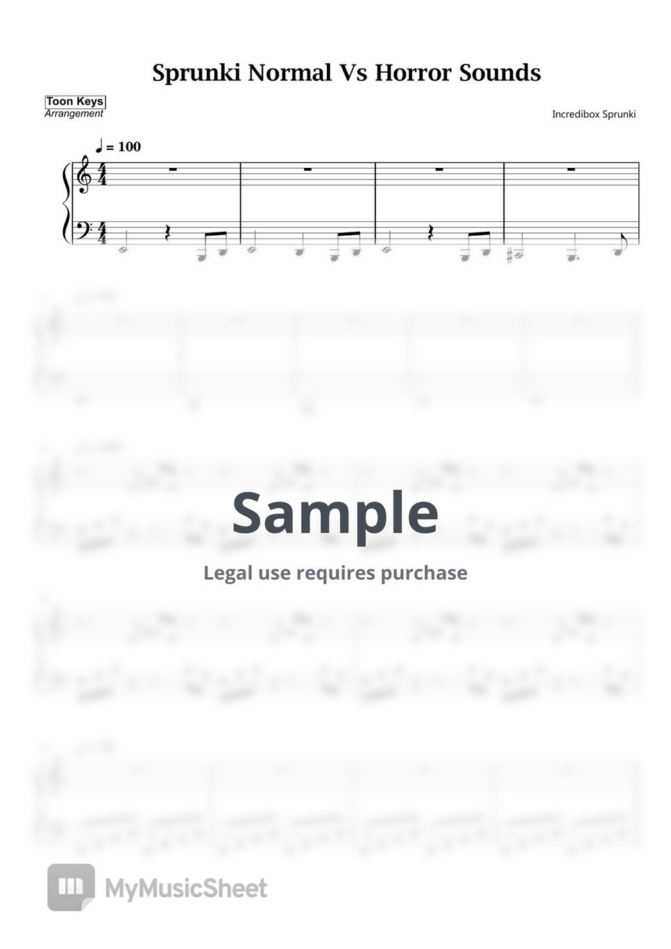 Incredibox Sprunki - Sprunki Normal VS Horror Sounds Sheets by Toon Keys