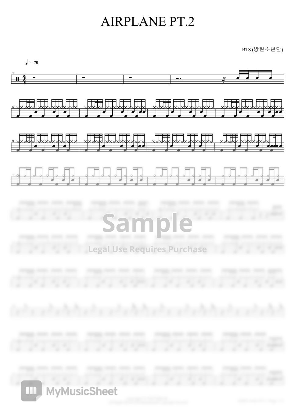 BTS (방탄소년단) - AIRPLANE PT.2.pdf 악보 by COPYDRUM