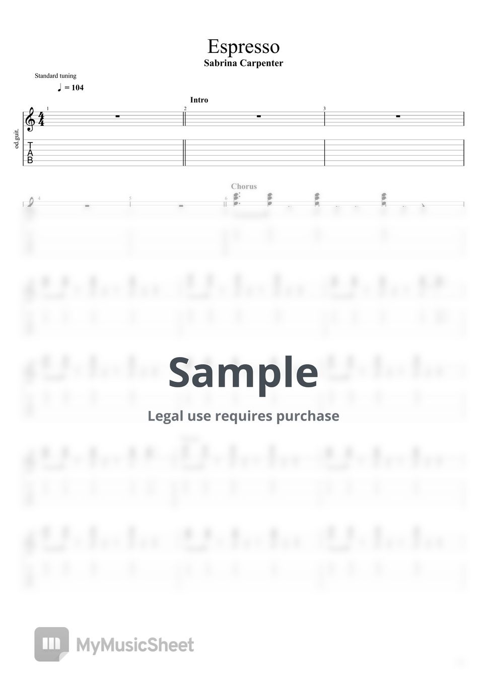 Sabrina Carpenter - Espresso Tab + 단선 악보 by Ryo Higuchi