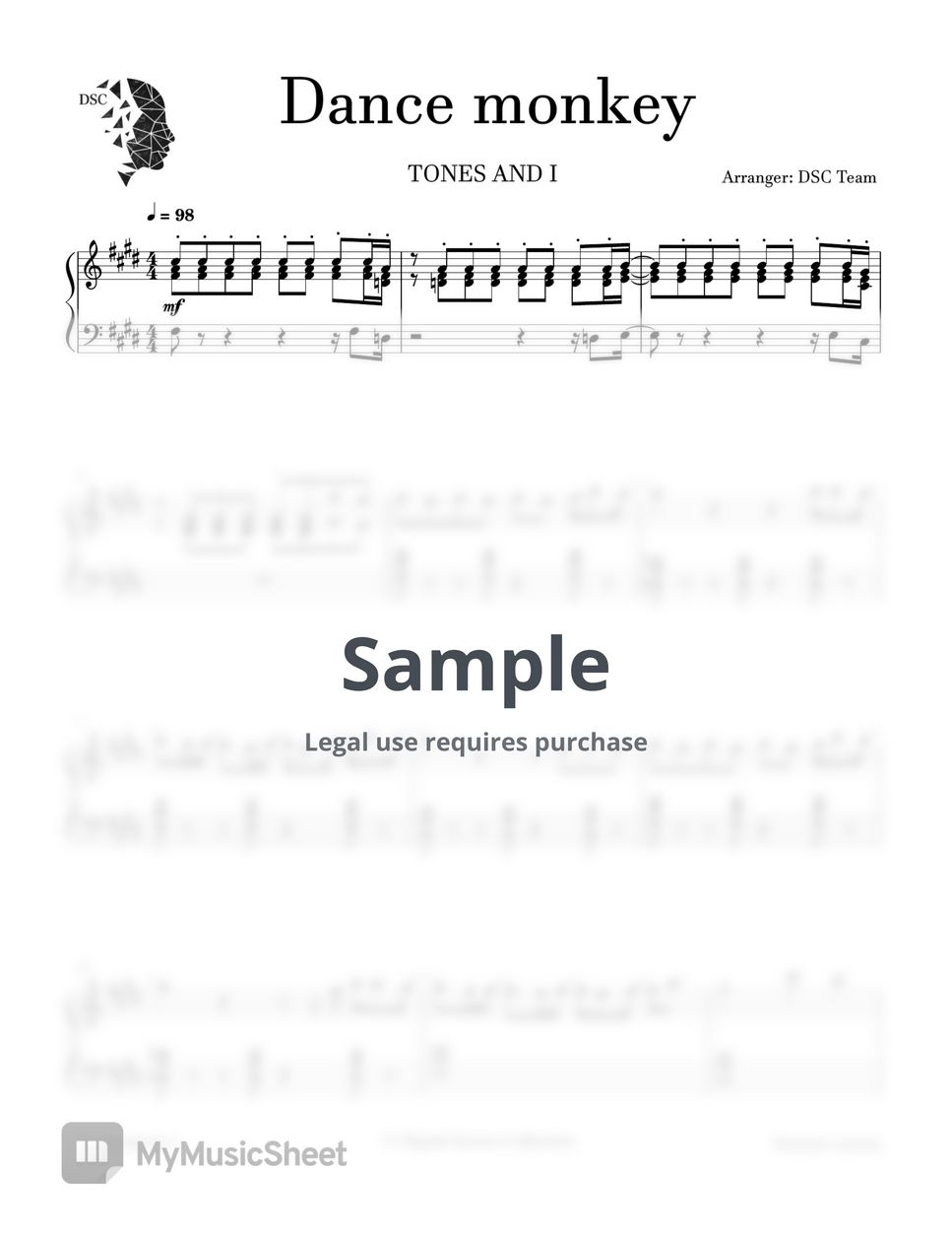 TONES AND I - DANCE MONKEY Sheets by Digital Scores Collection