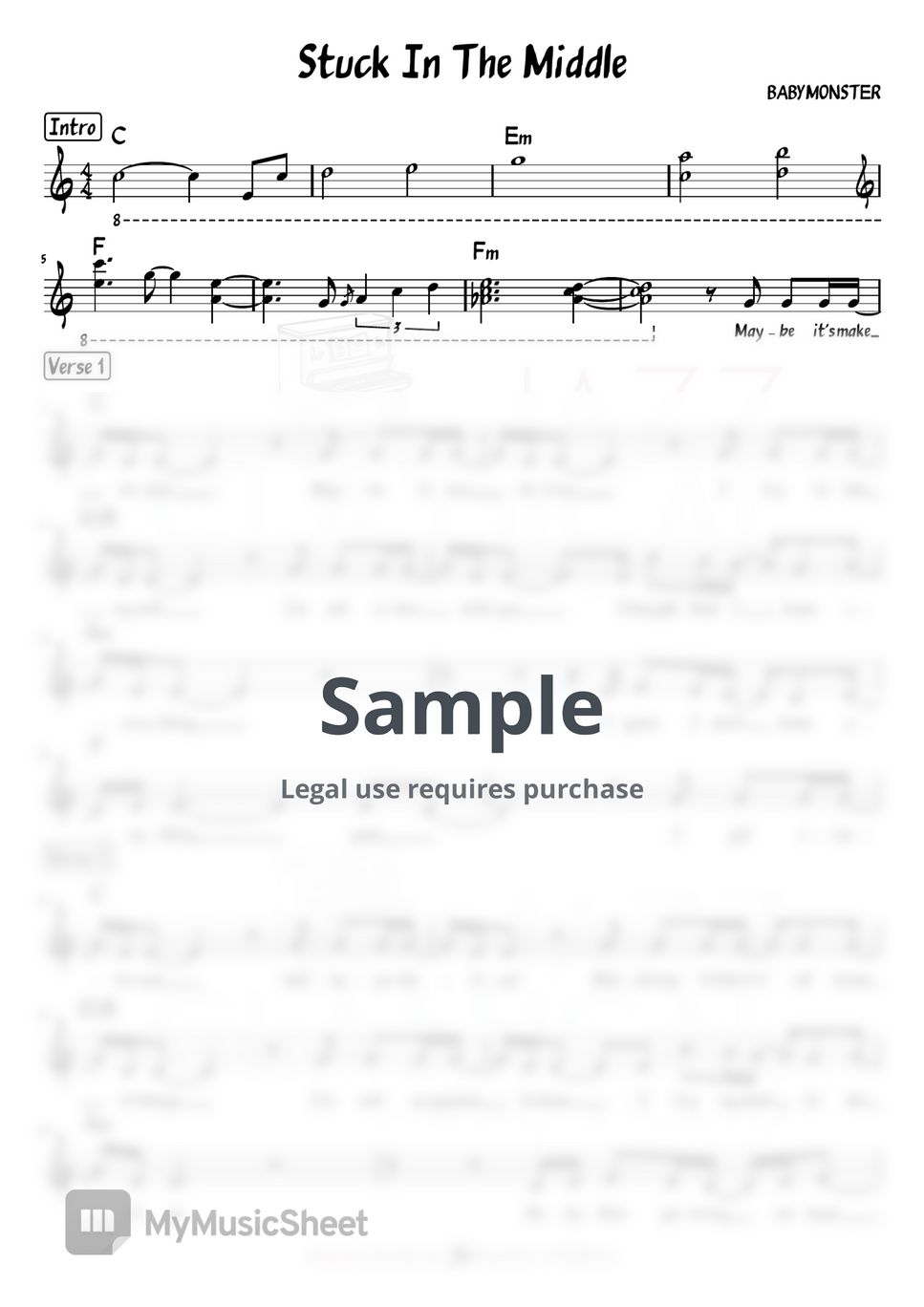 BABYMONSTER - Stuck In The Middle Sheets by Jazz Classical Music Studio