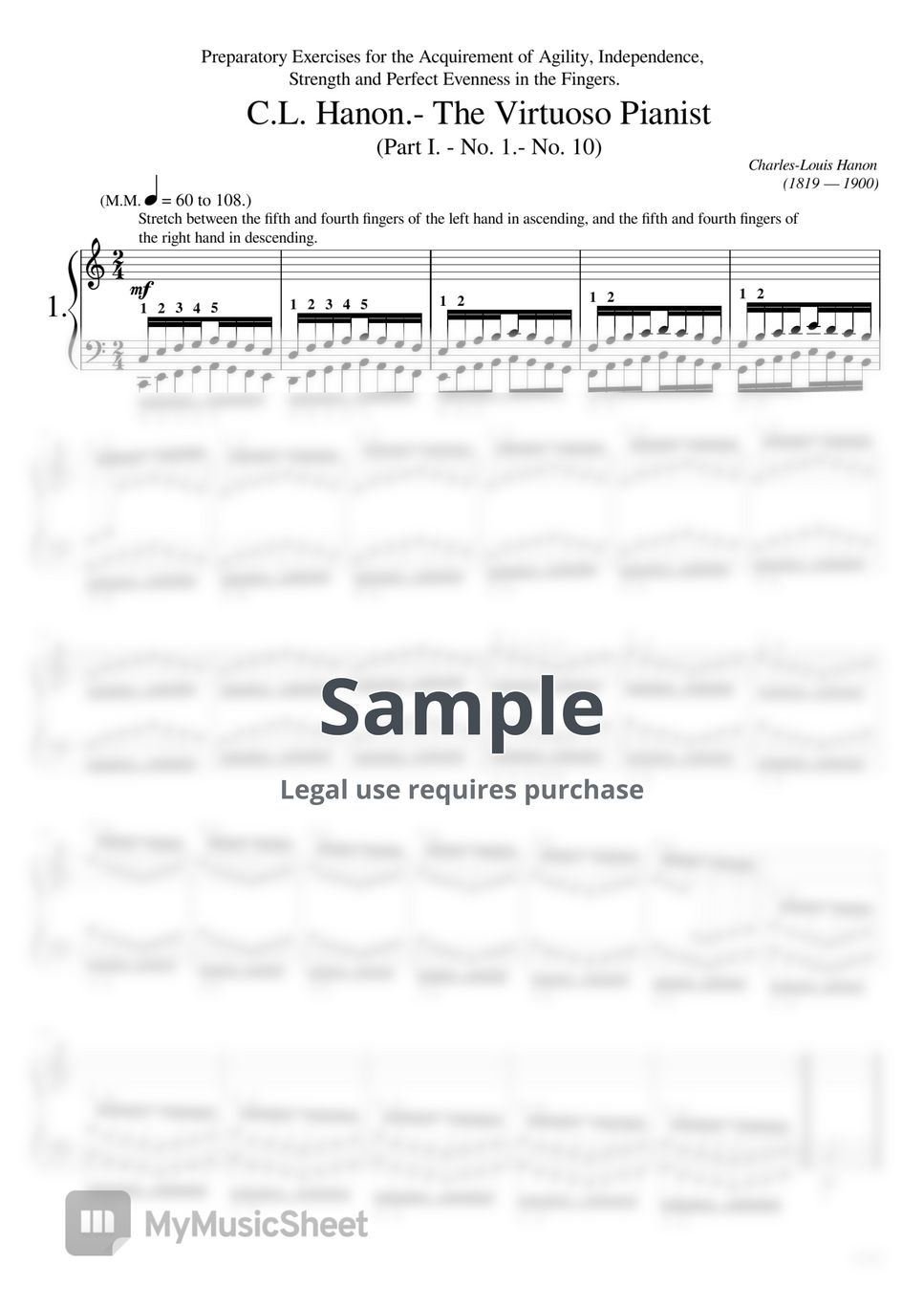 Charles-Louis Hanon - C.L. Hanon.- The Virtuoso Pianist (Part I - No. 1 - No. 10) (哈农钢琴练指法 ...