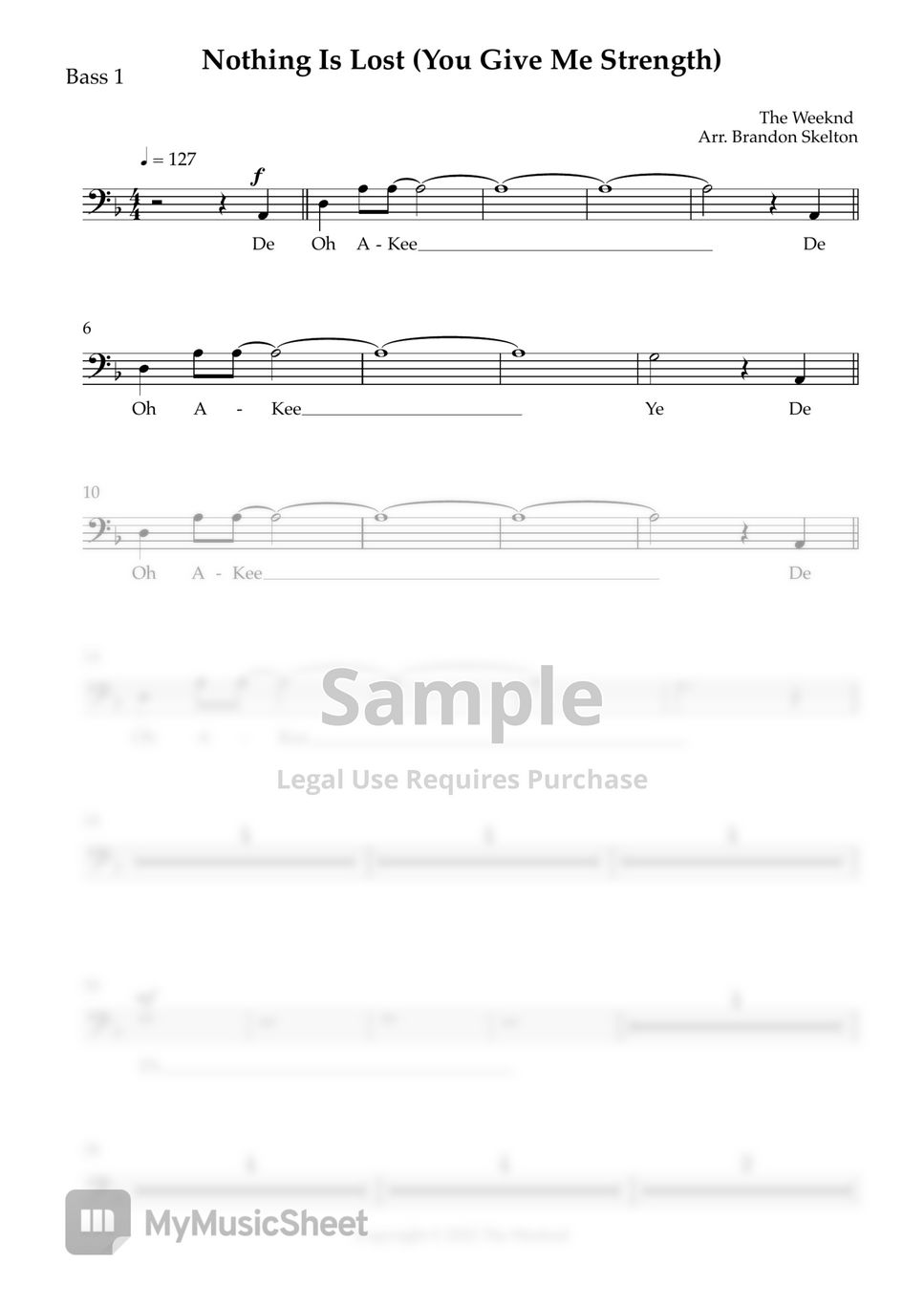 The Weeknd Nothing Is Lost You Give Me Strength Parts Sheet By