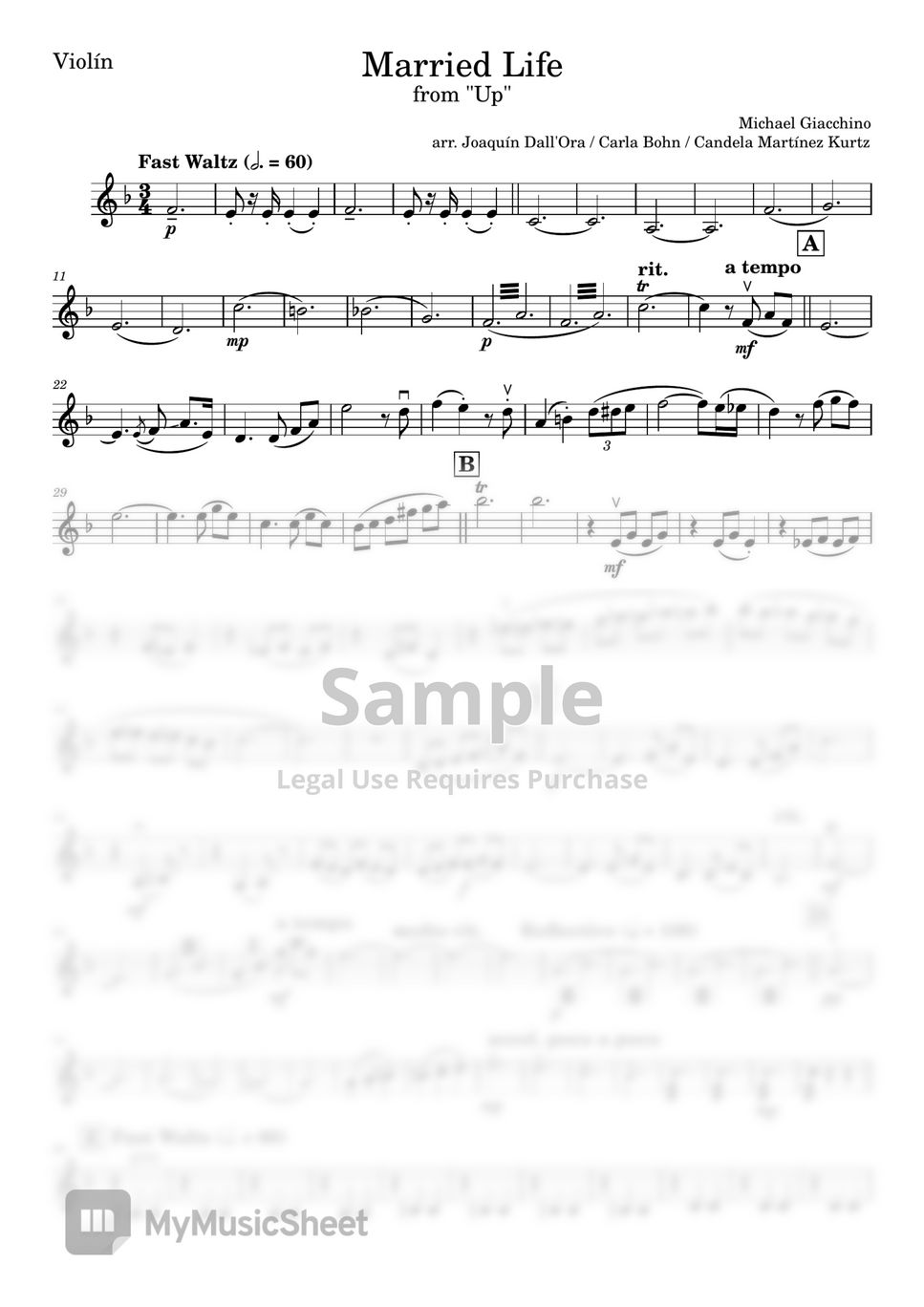 Michael Giacchino - Married Life 악보 by Joaquín Dall'Ora; Carla Bohn ...