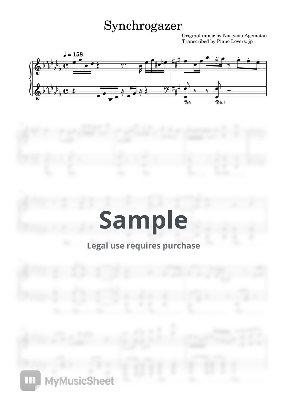 Nana Mizuki - Synchrogazer (Senki Zesshou Symphogear) Sheet Music by Piano Lovers. jp