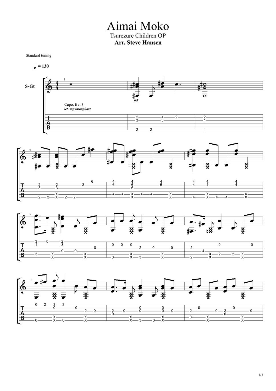 Inori Minase - Aimai Moko (From "Tsurezure Children") (Fingerstyle ...