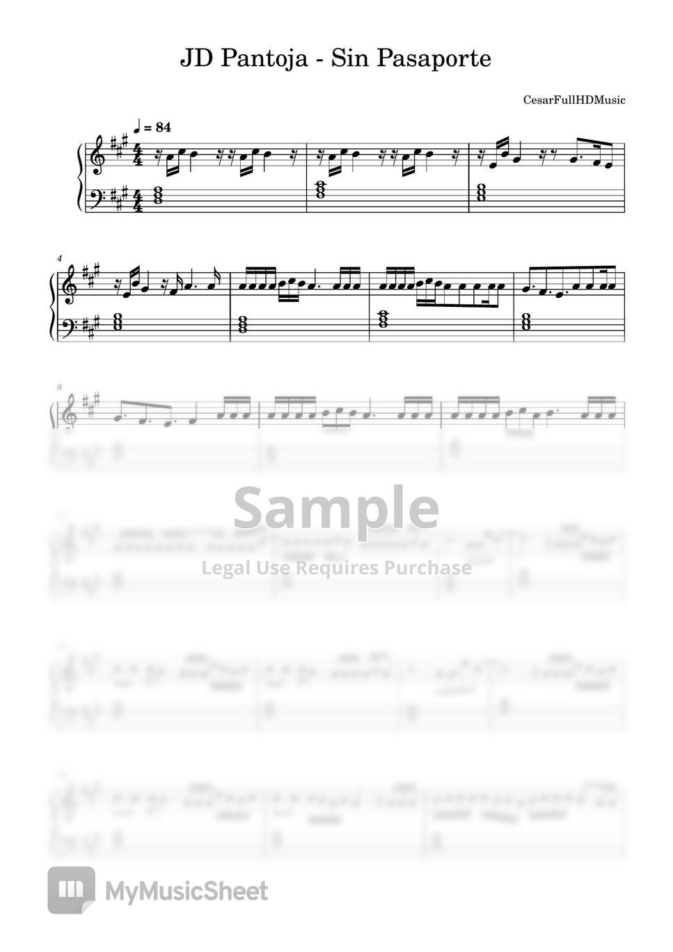 JD Pantoja - Sin Pasaporte Sheet Music