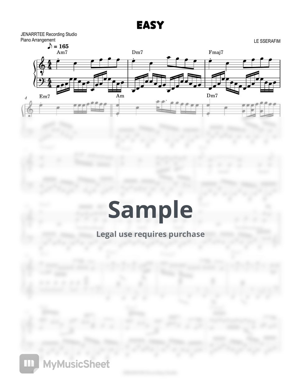 LE SSERAFIM - EASY Sheets by JENARRTEE Recording Studio