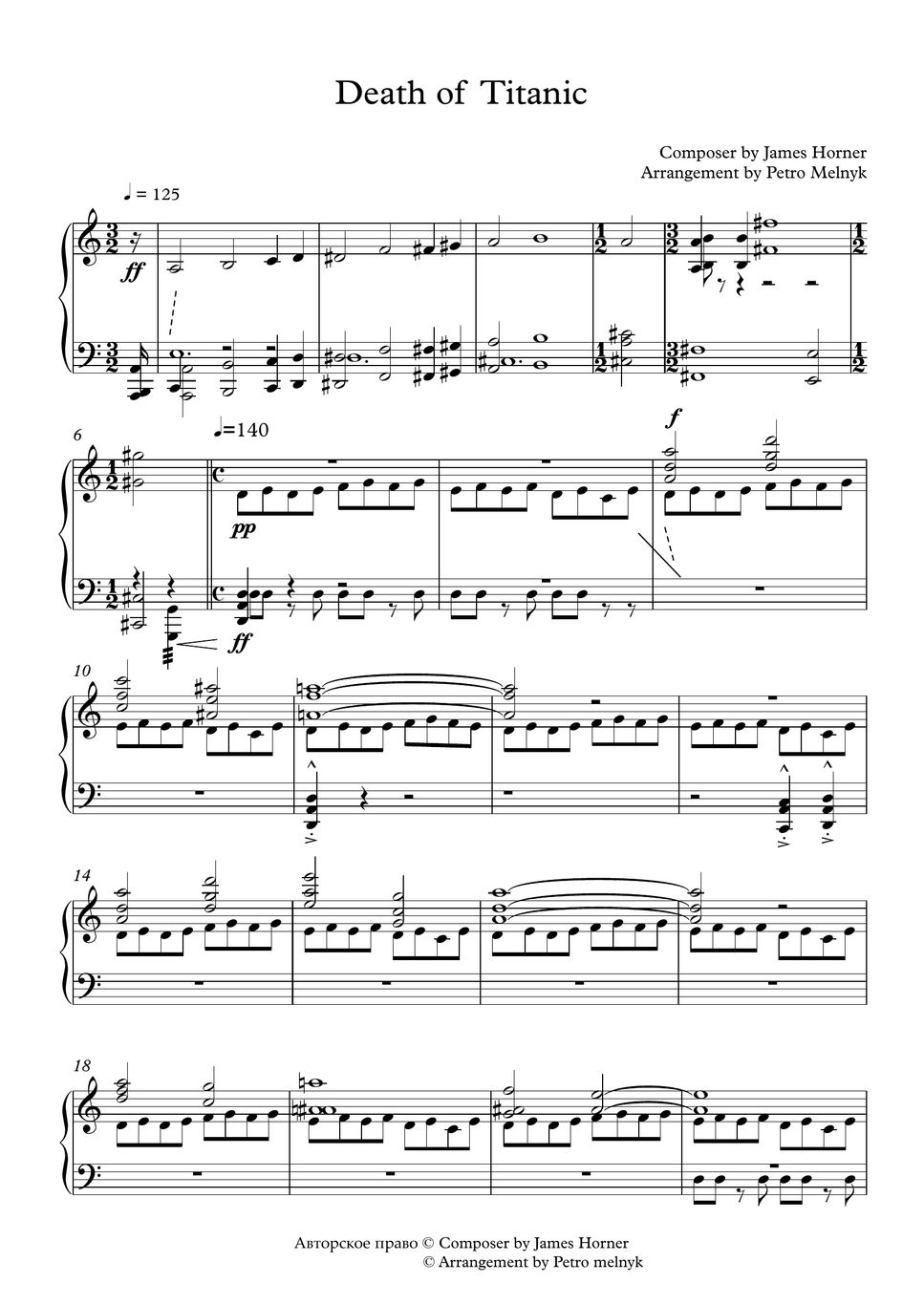 James Horner - Death of Titanic - James Horner (OST "Titanic") Sheet by ...
