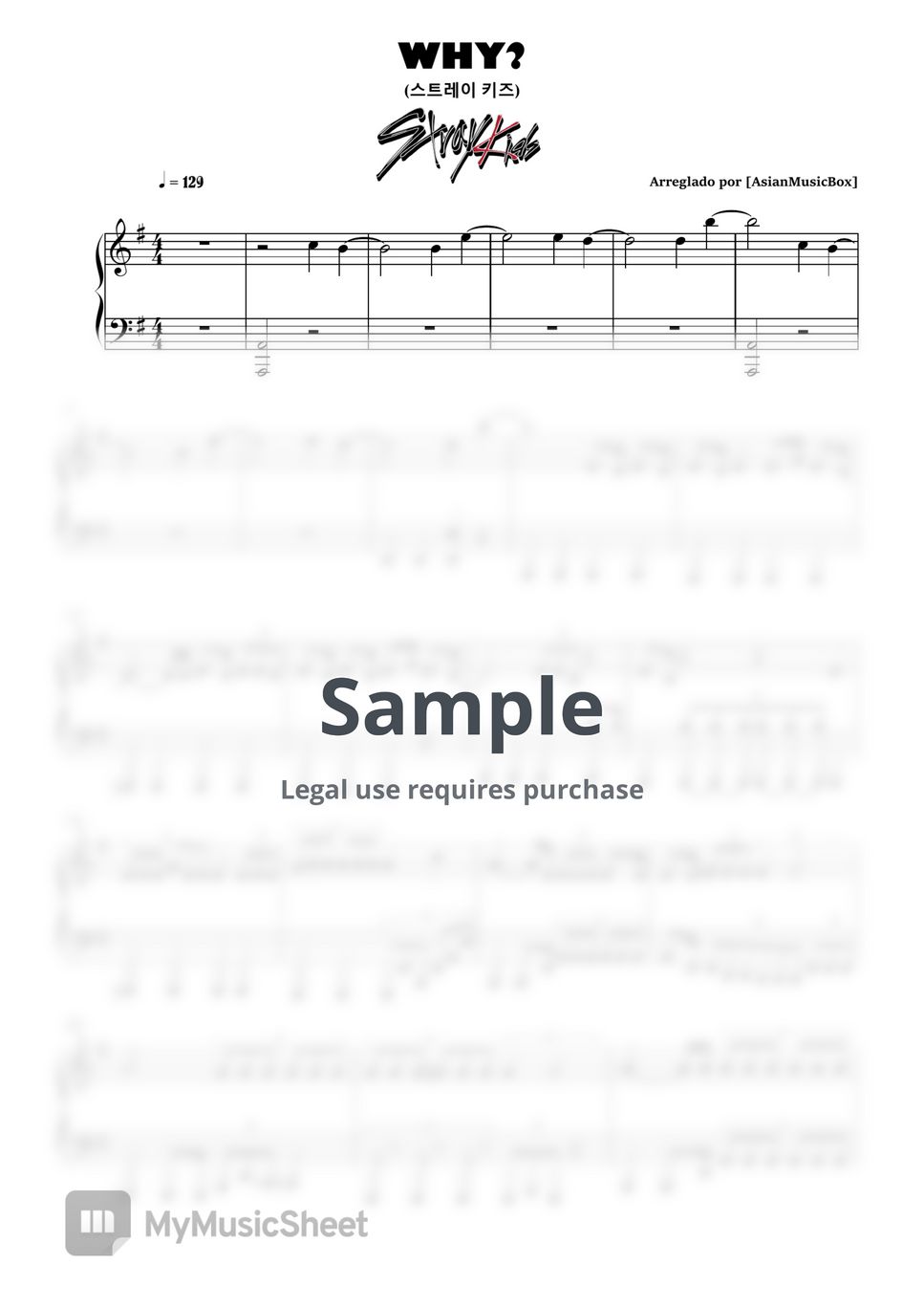 Stray Kids - WHY? (Sheet, MIDI, Drums & WAV) Sheet Music by AsianMusicBox